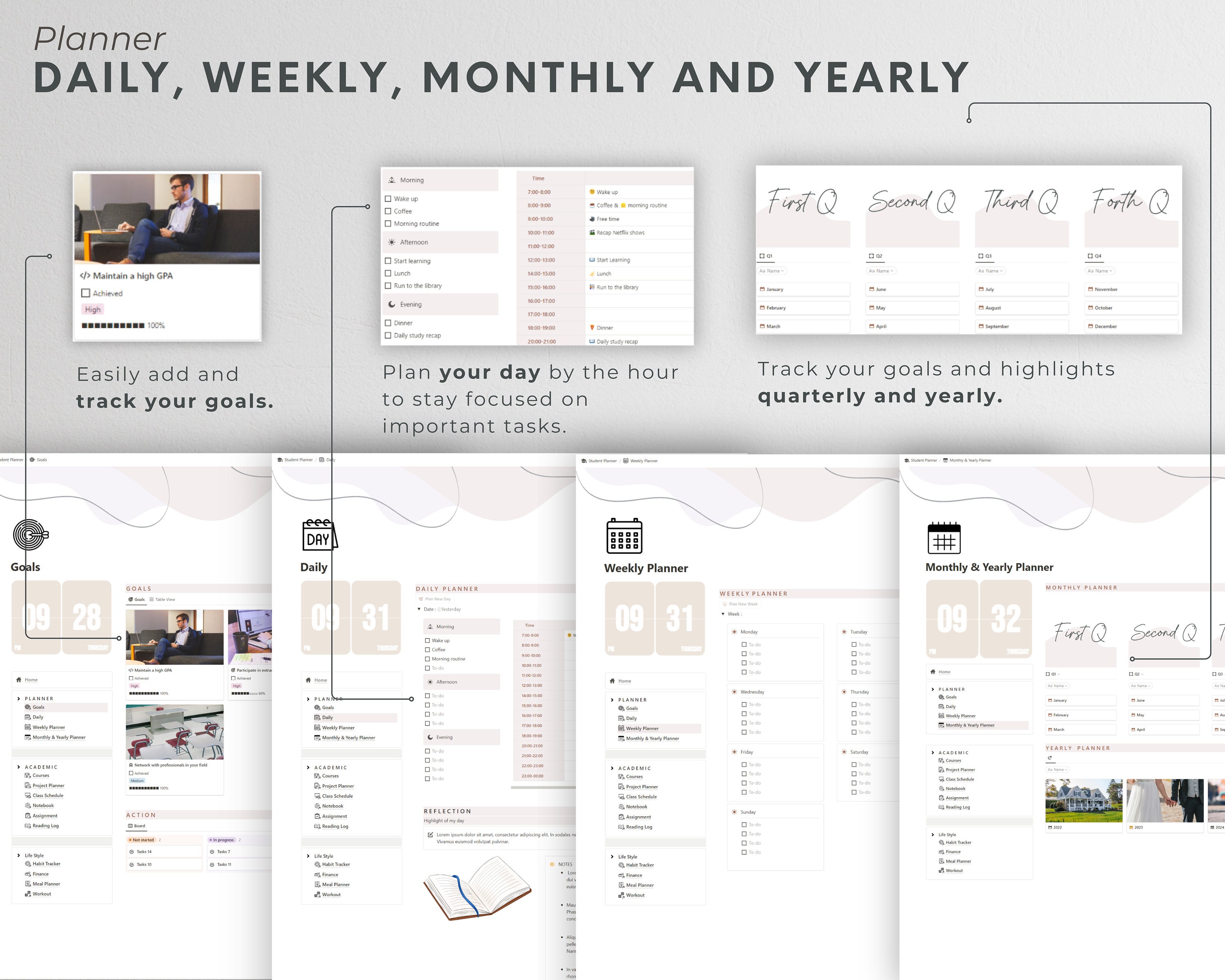 Academic Planner Notion Template University Student Planner College ...