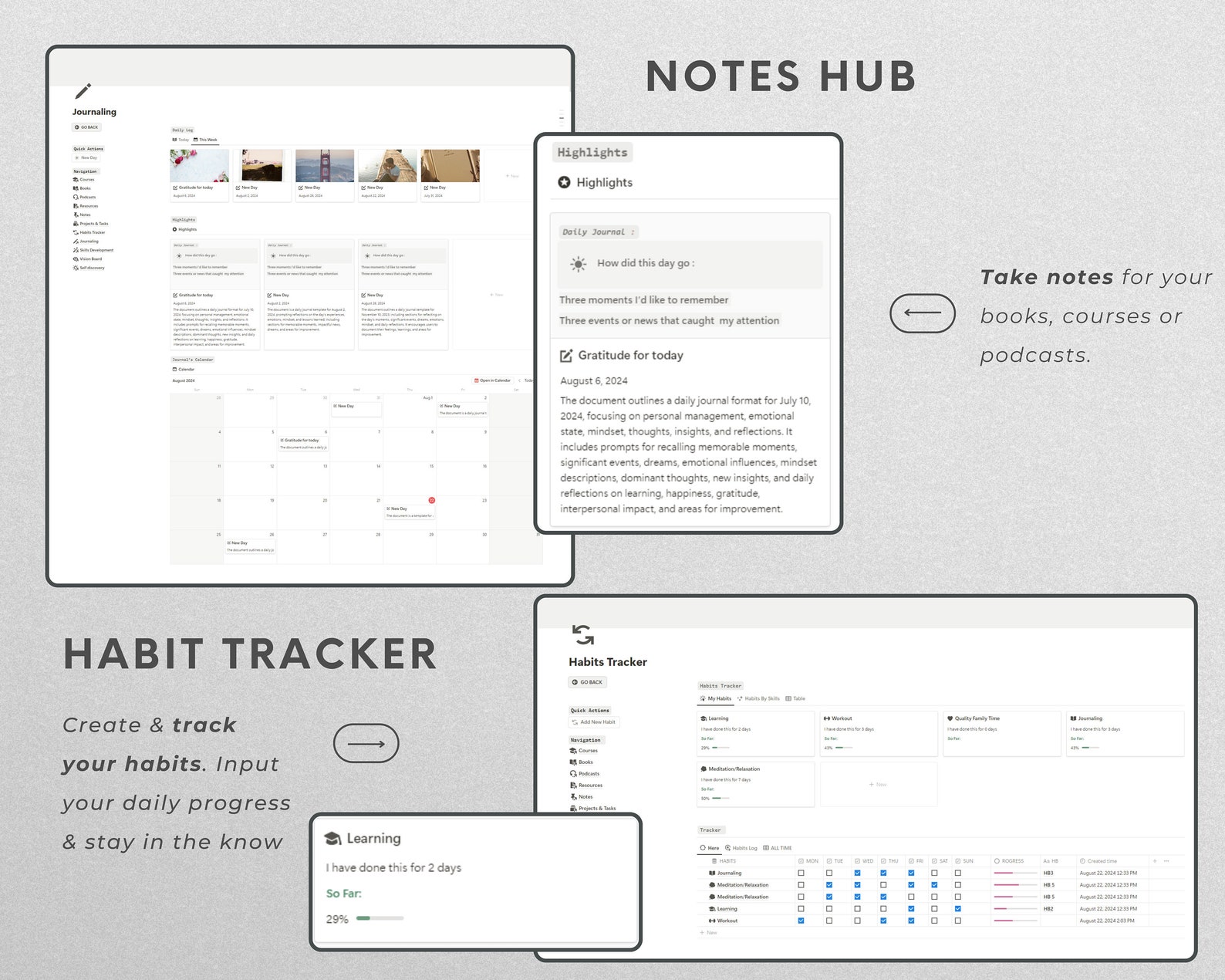 Learning Notion Template Online Course Tracker All-in-one Self Growth ...