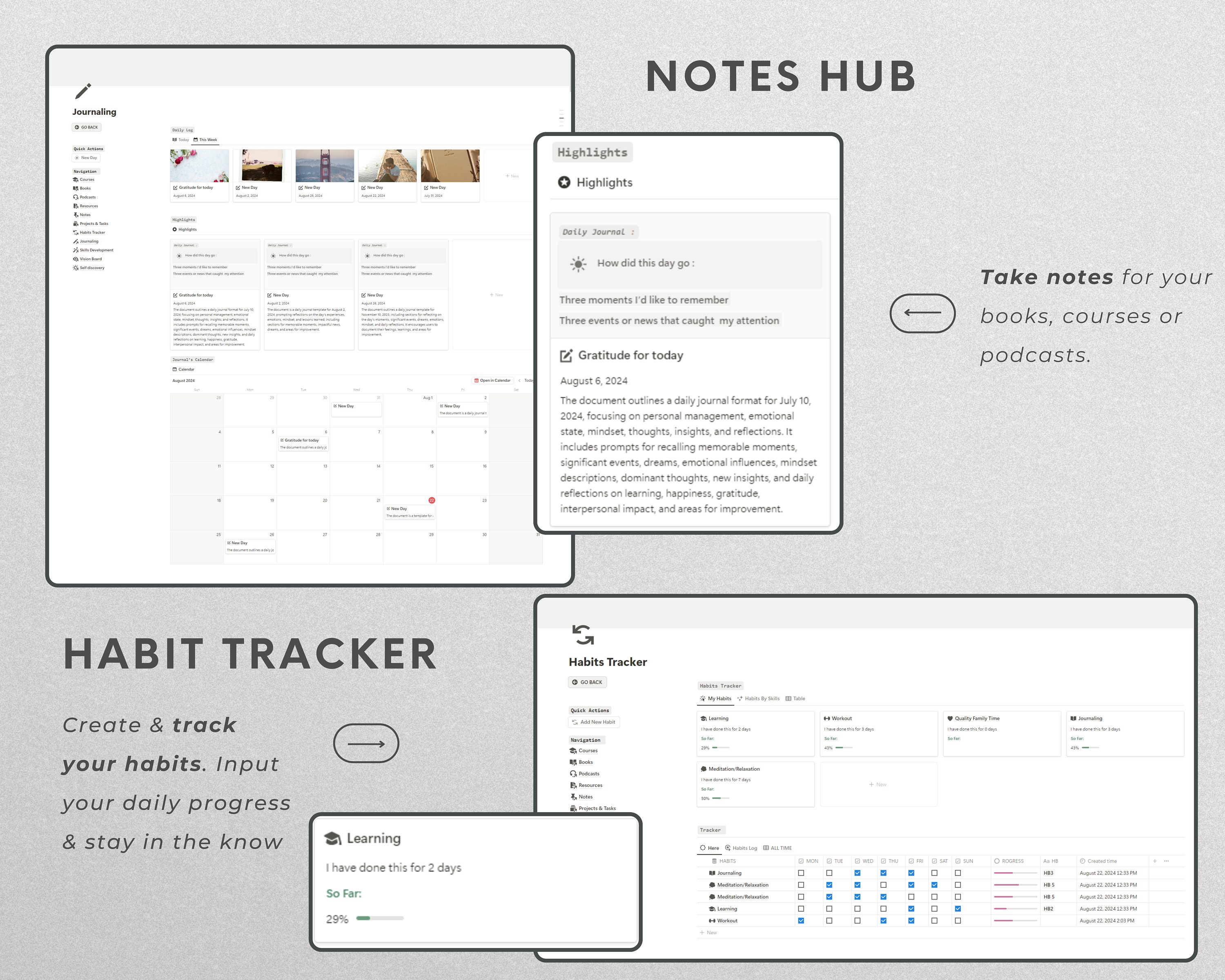 Learning Notion Template Online Course Tracker All-in-one Self Growth ...