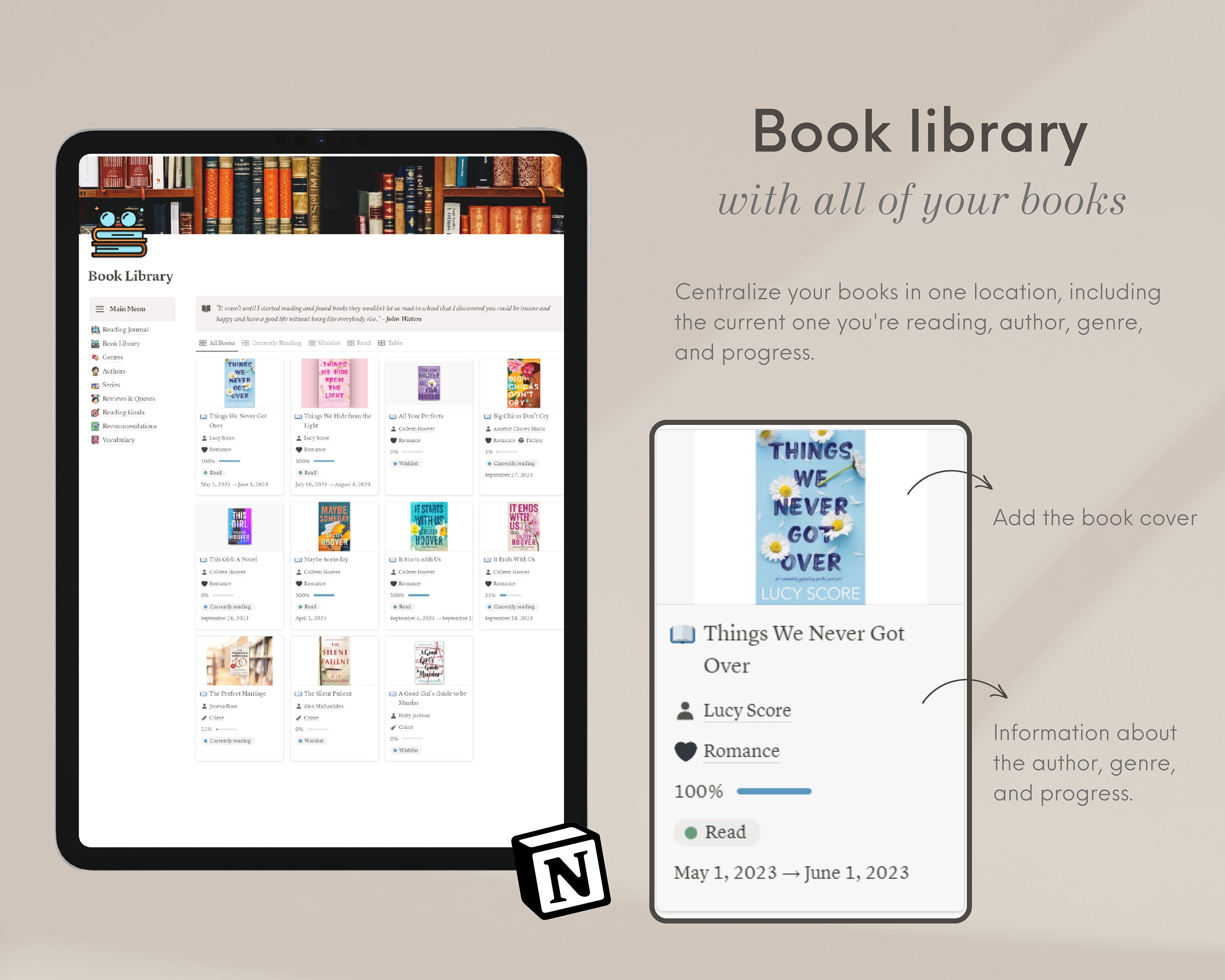 Reading Journal Notion Template Reading Tracker Notion Book Tracker ...