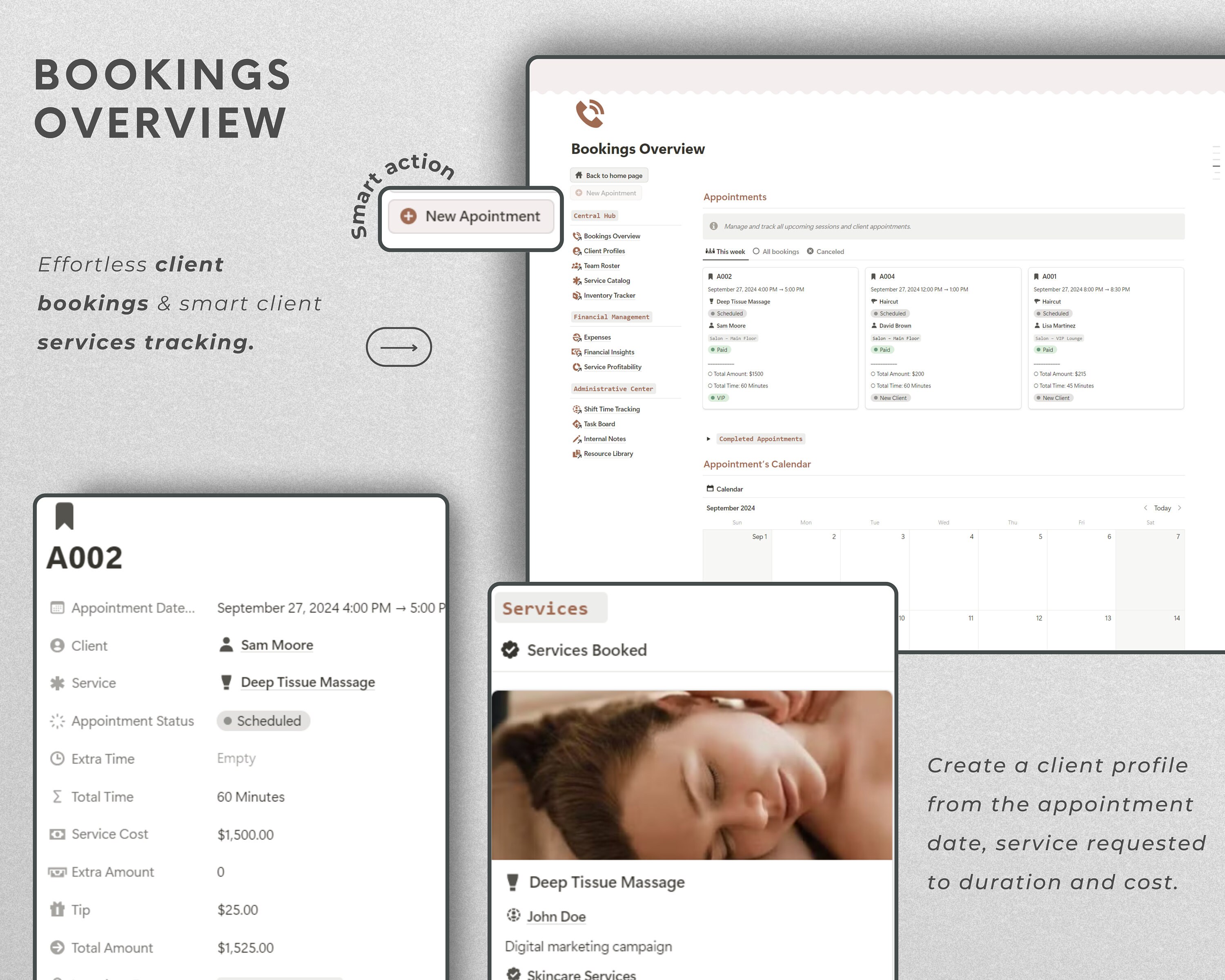 Client Booking Manager Notion Template Salon Client Appointment Booking Small Business Booking ...
