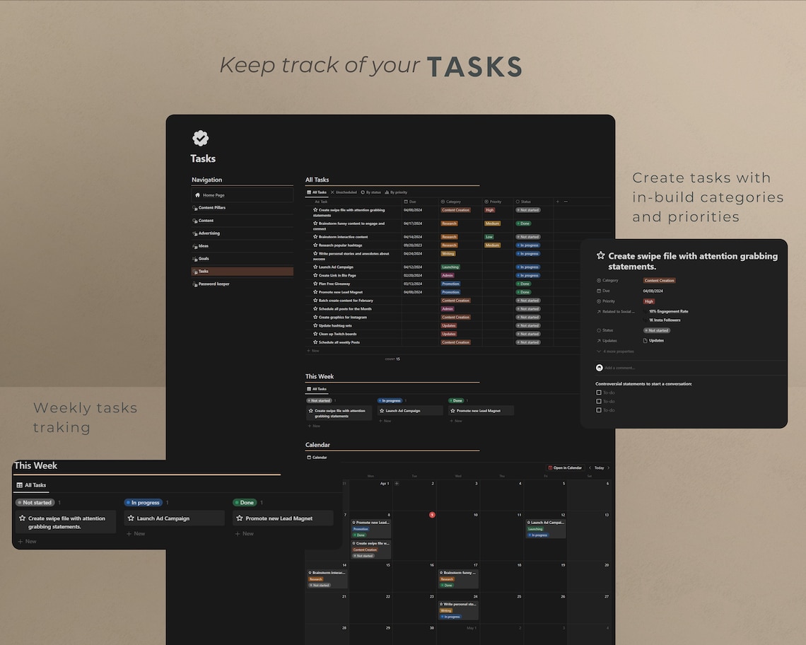 Notion Template Twitch Content Creator Planner Live Streaming Schedule ...