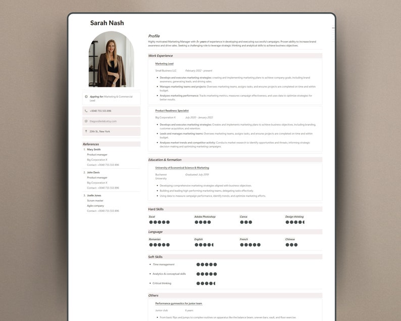 Resume Template Customizable Resume CV Notion Template Digital Download ...