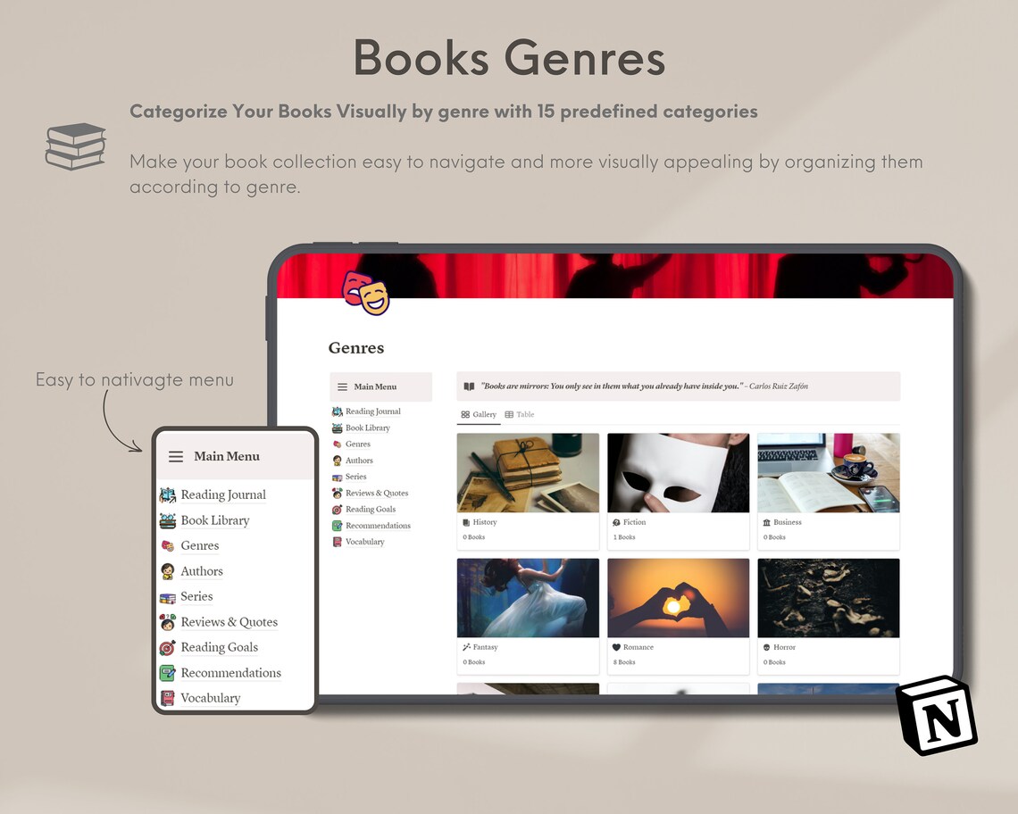 Reading Journal Notion Template Reading Tracker Notion Book Tracker ...