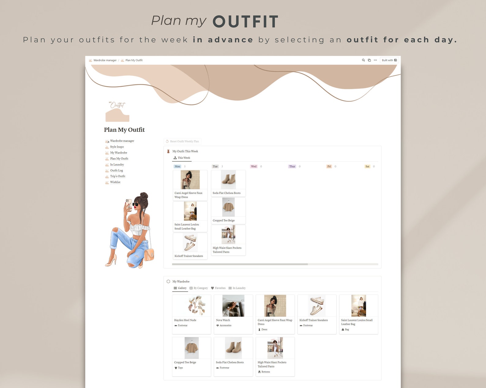 Closet Planner Women Notion Template for Wardrobe Management Designer ...