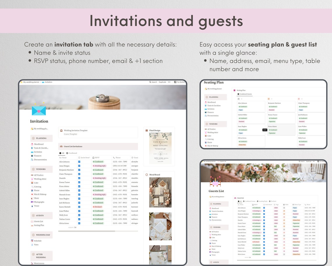 Wedding Planner Notion Template Wedding Program Planner Wedding ...