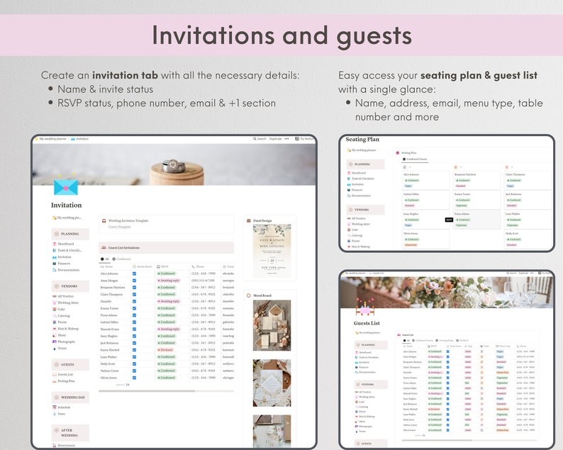Wedding Planner Notion Template Wedding Program Planner Wedding ...