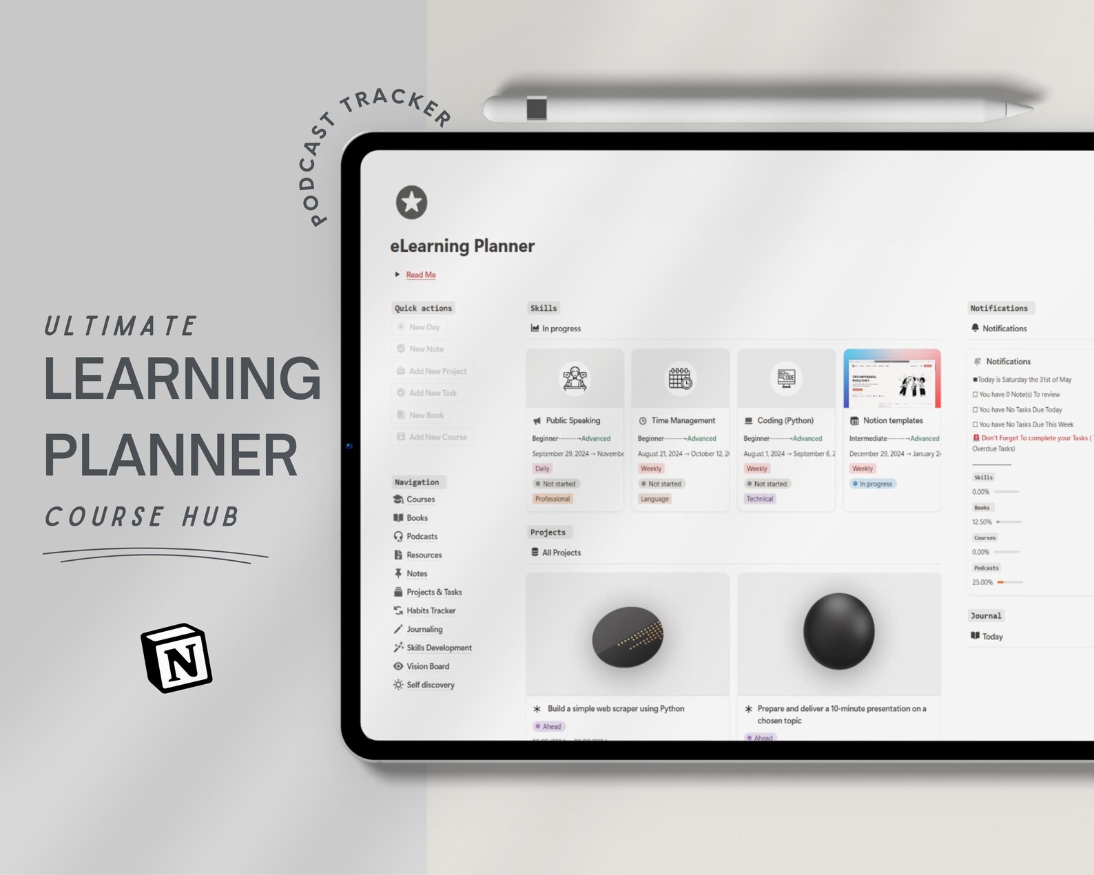 Learning Notion Template Online Course Tracker All-in-one Self Growth ...