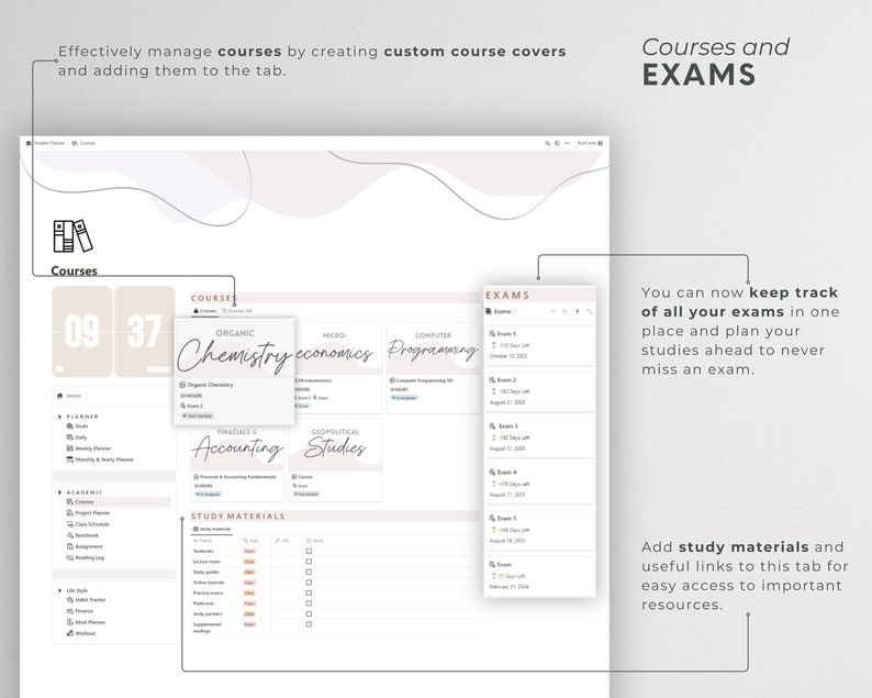 Academic Planner Notion Template University Student Planner College ...