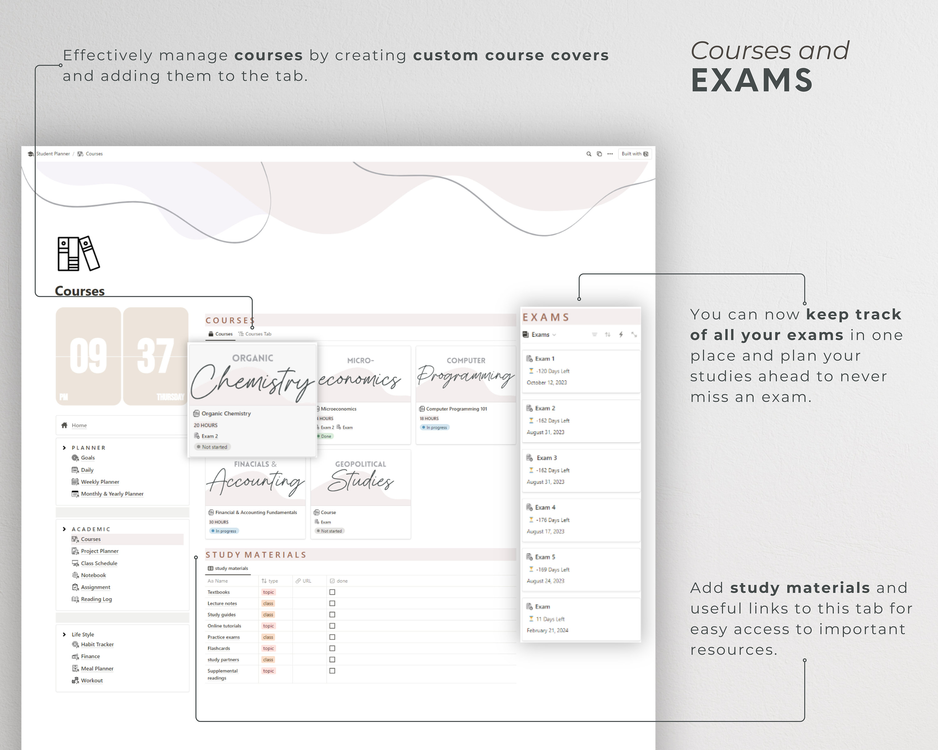 Academic Planner Notion Template University Student Planner College ...