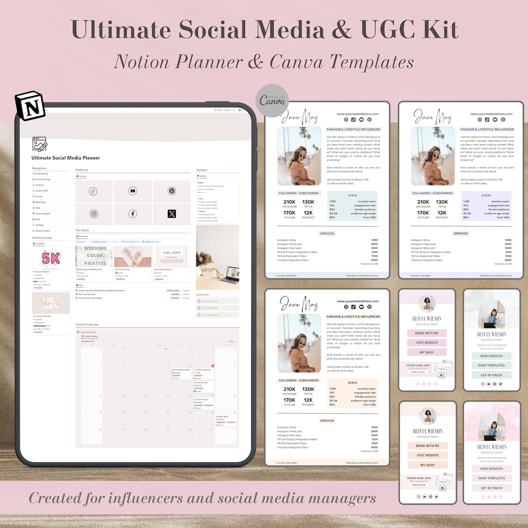UGC Portfolio Template Social Media Content Planner Link in Bio ...