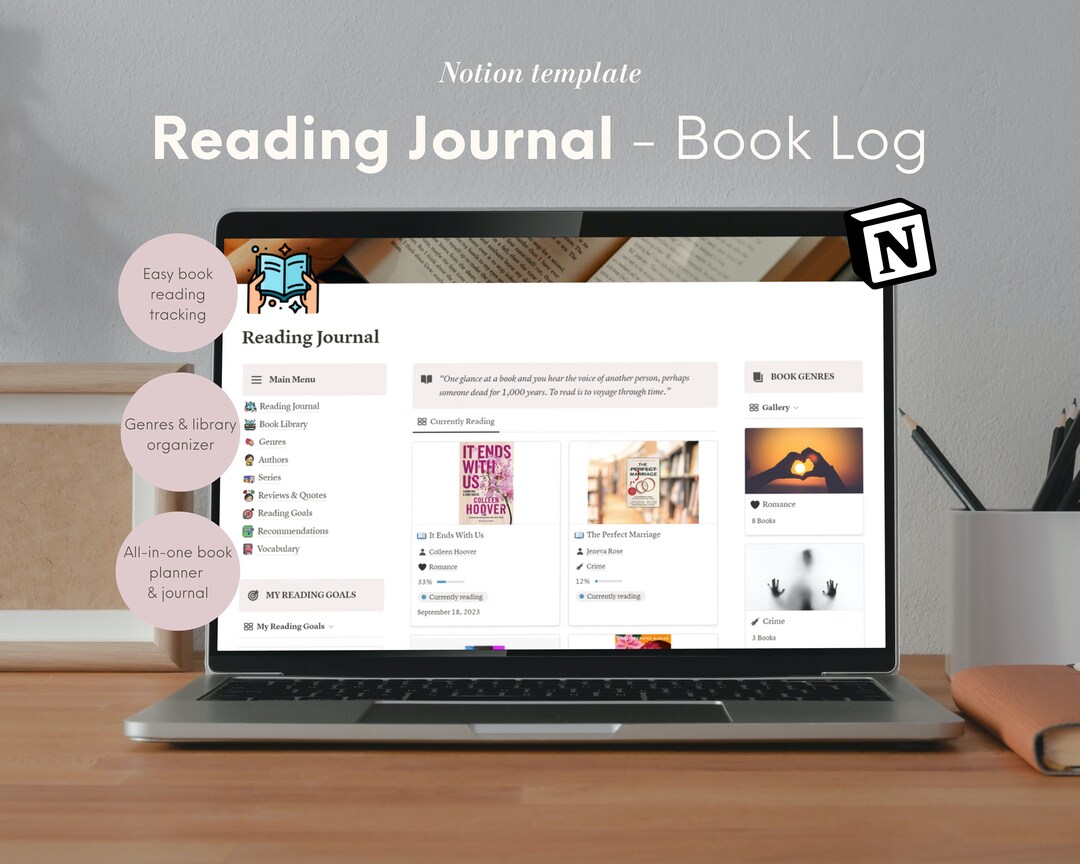 Notion Reading Planner Book Log Notion Template Digital Book Marks ...