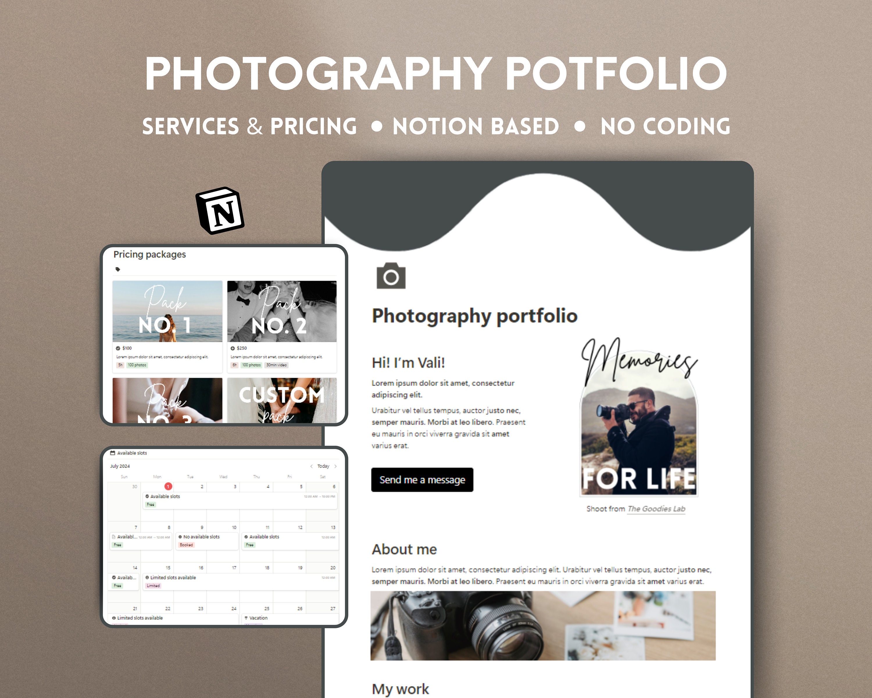 Photography Service Price List Template Photographer Portfolio Website ...
