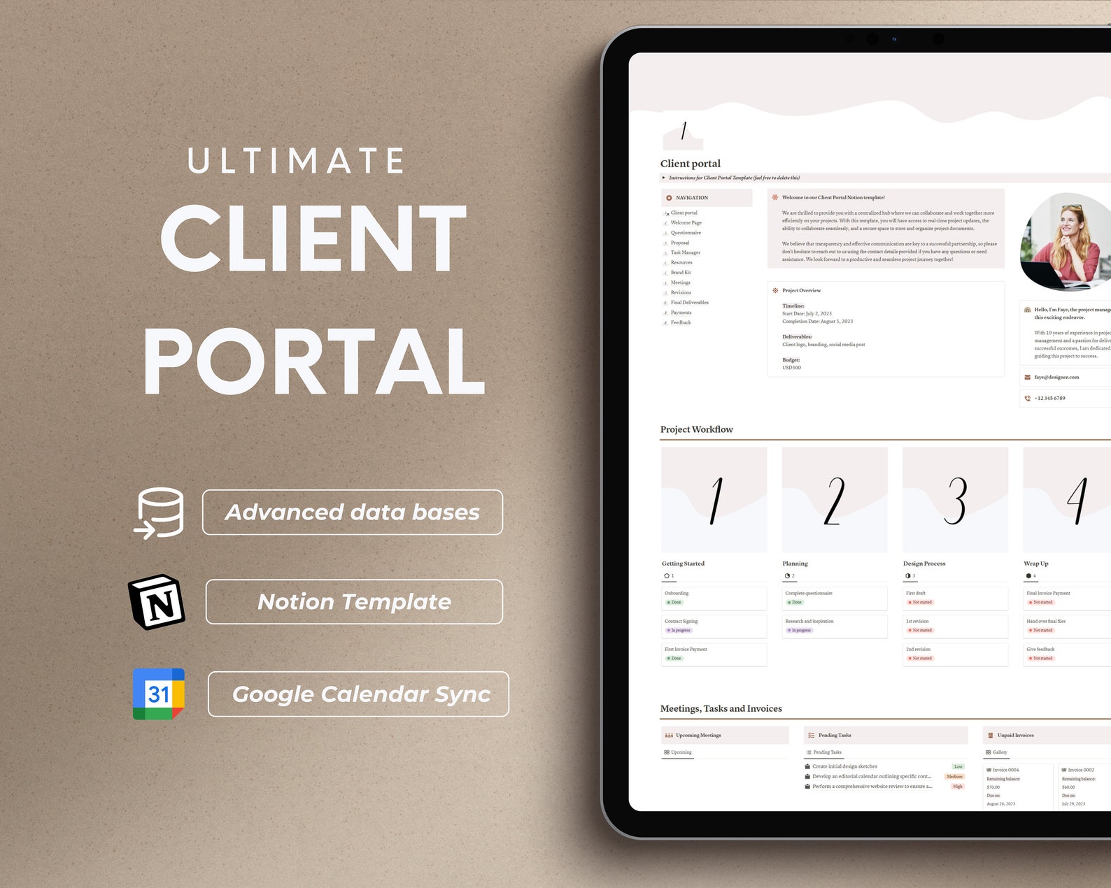 Client Portal Notion Template Project Management Dashboard Freelancer ...
