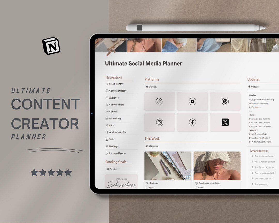 Social Media Content Planner Template Content Creator Planner Social ...