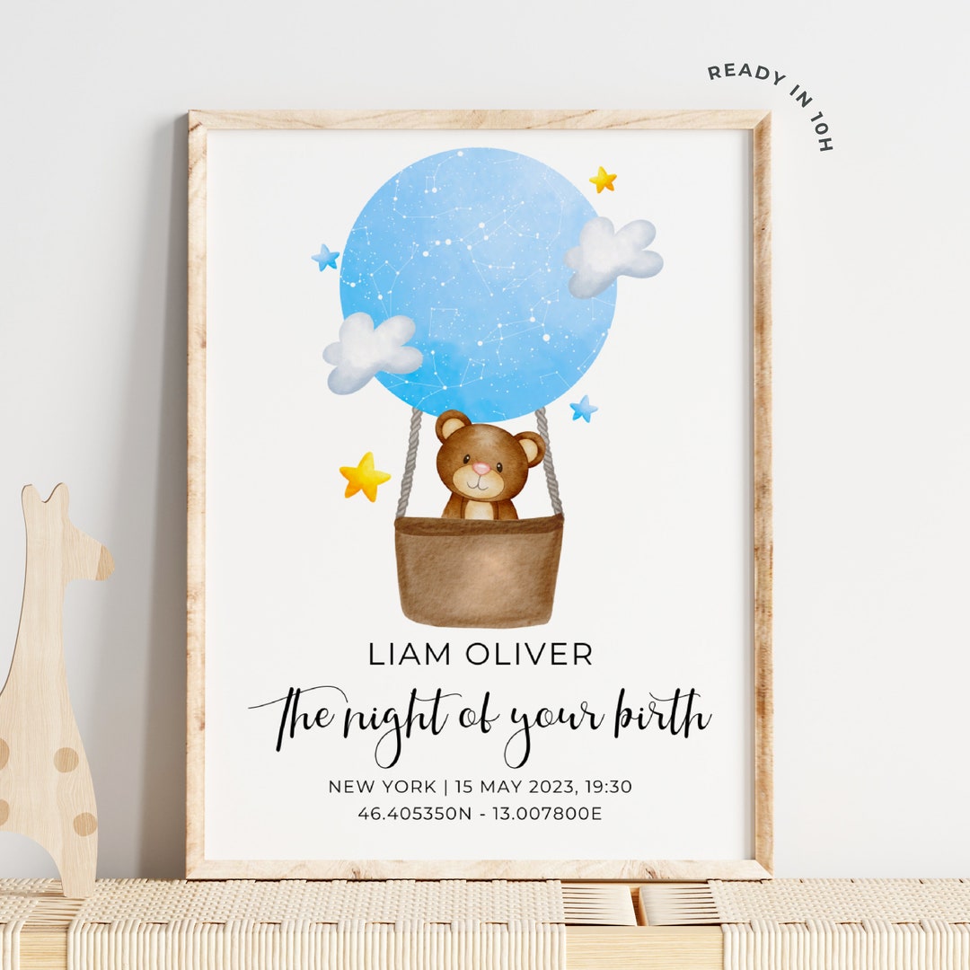Custom Star Map for New Born Christening Gift Birthday Stars Nursery ...