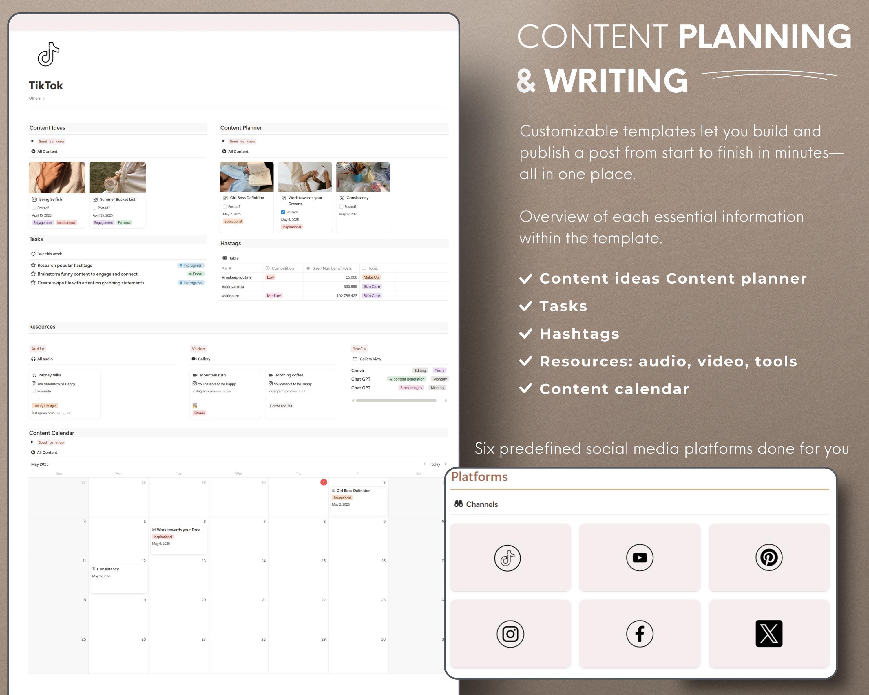 Social Media Content Planner Template Content Creator Planner Social ...