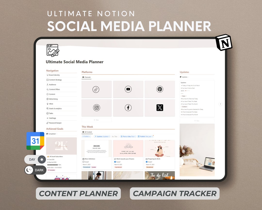 Social Media Content Planner Template Content Creator Planner Social ...