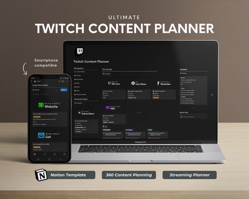 Notion Template Twitch Content Creator Planner Live Streaming Schedule ...