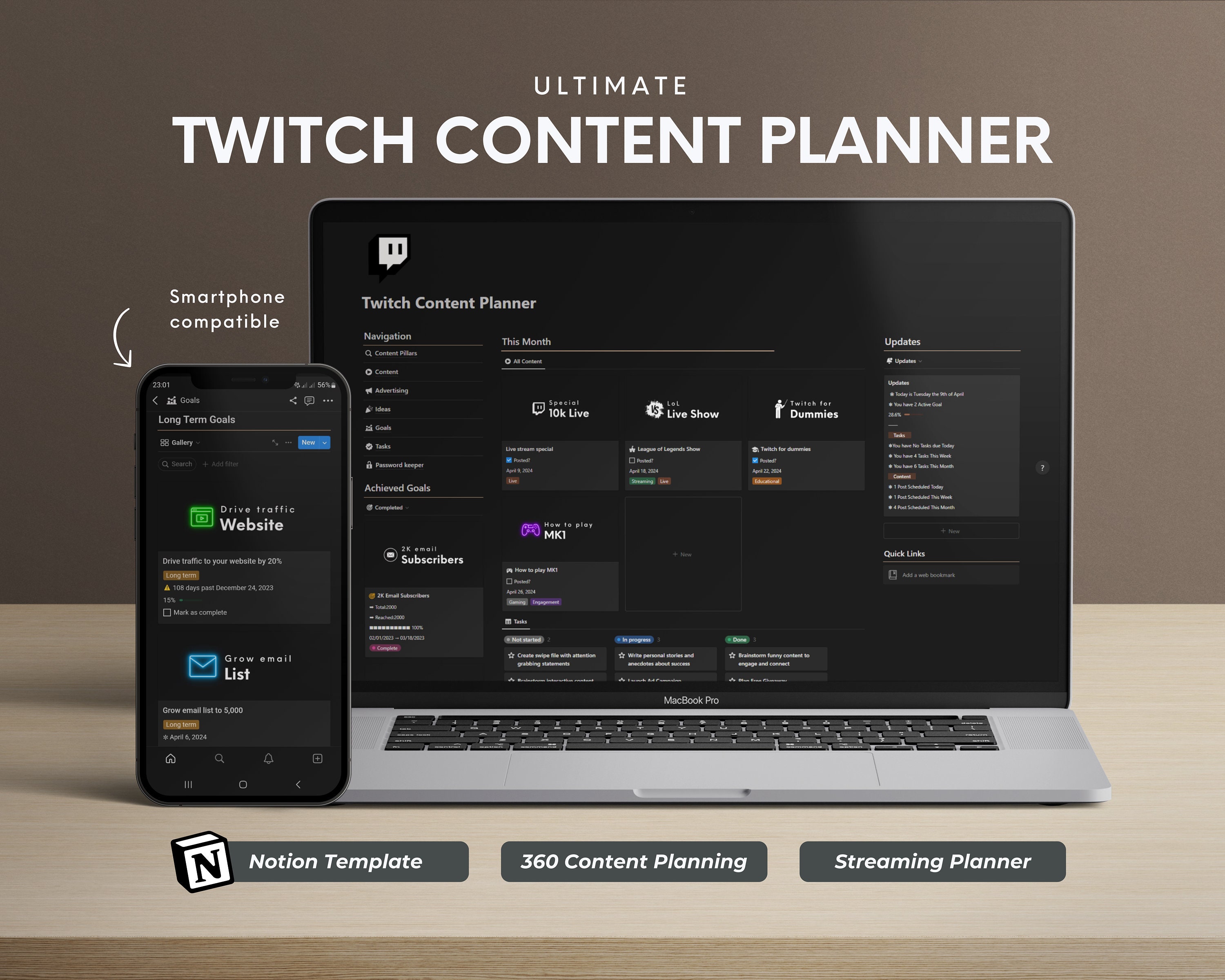 Notion Template Twitch Content Creator Planner Live Streaming Schedule ...