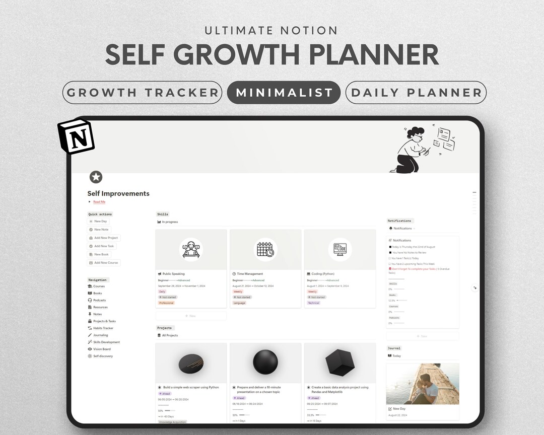 Notion Template Self Growth Tracker Notion Course Tracker Self ...