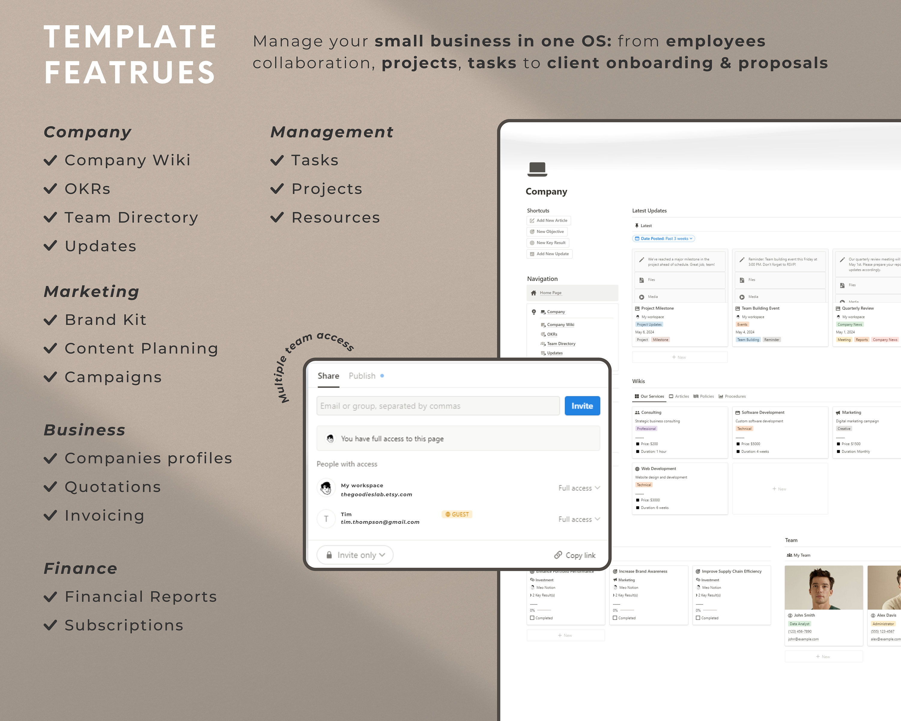 Notion Small Business OS Template Notion Planner Project Management ...