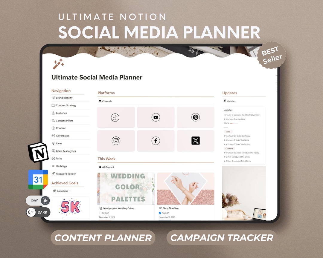 Social Media Content Planner Template Content Creator Planner Social ...