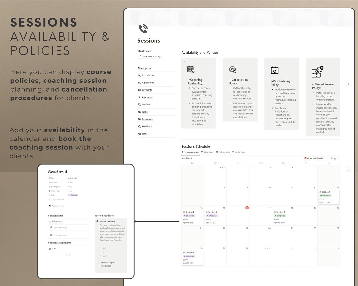 Notion Template Coaching Client Portal Course Planner Notion Planner ...