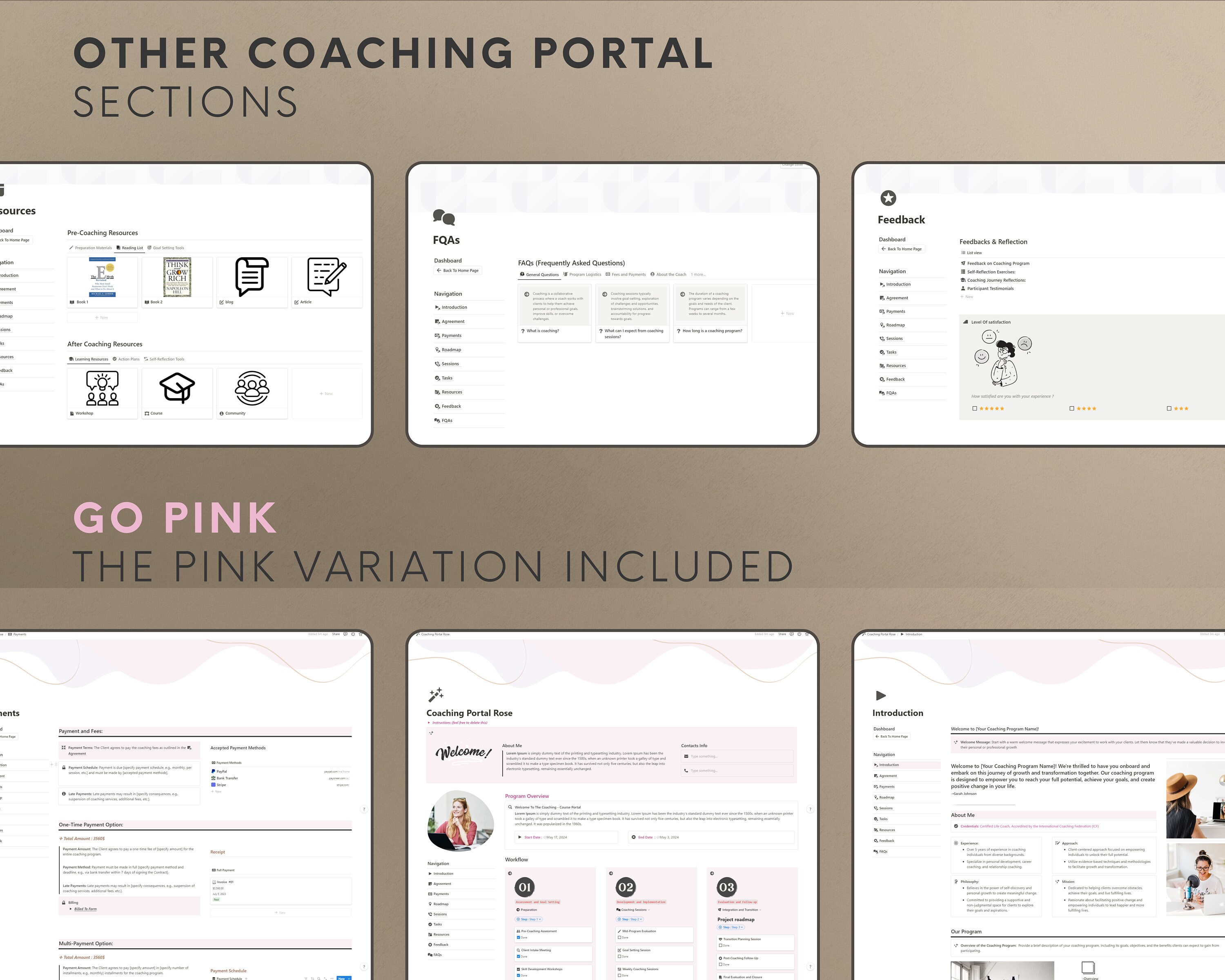 Notion Template Coaching Client Portal Course Planner Notion Planner Client Tracker CRM Client ...