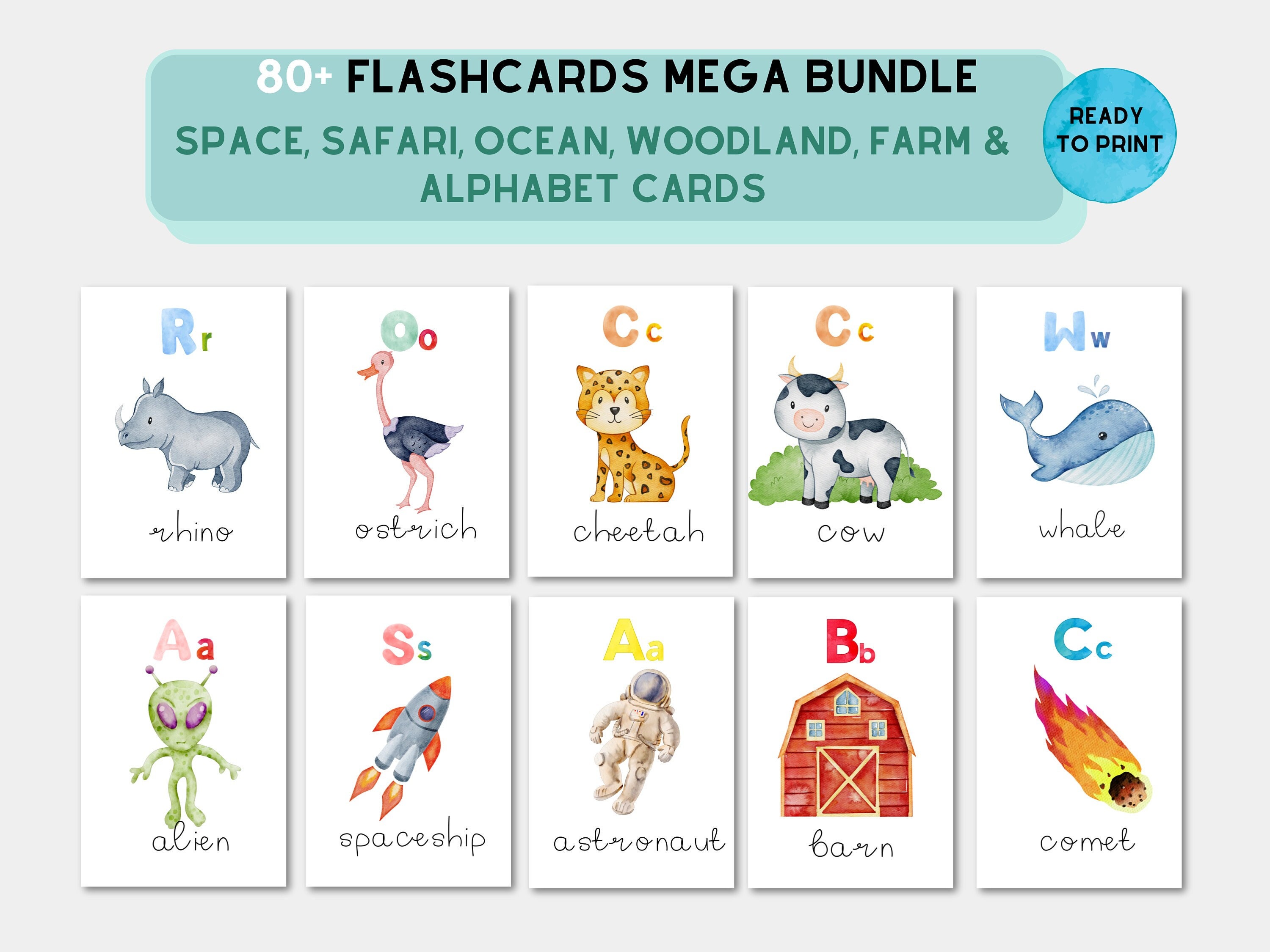 ABC Flashcards, Printable Animal Flashcards English, 54% OFF