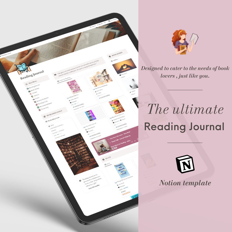 Reading Journal Notion Template Reading Tracker Notion Book Tracker Planner Reading Log Digital ...