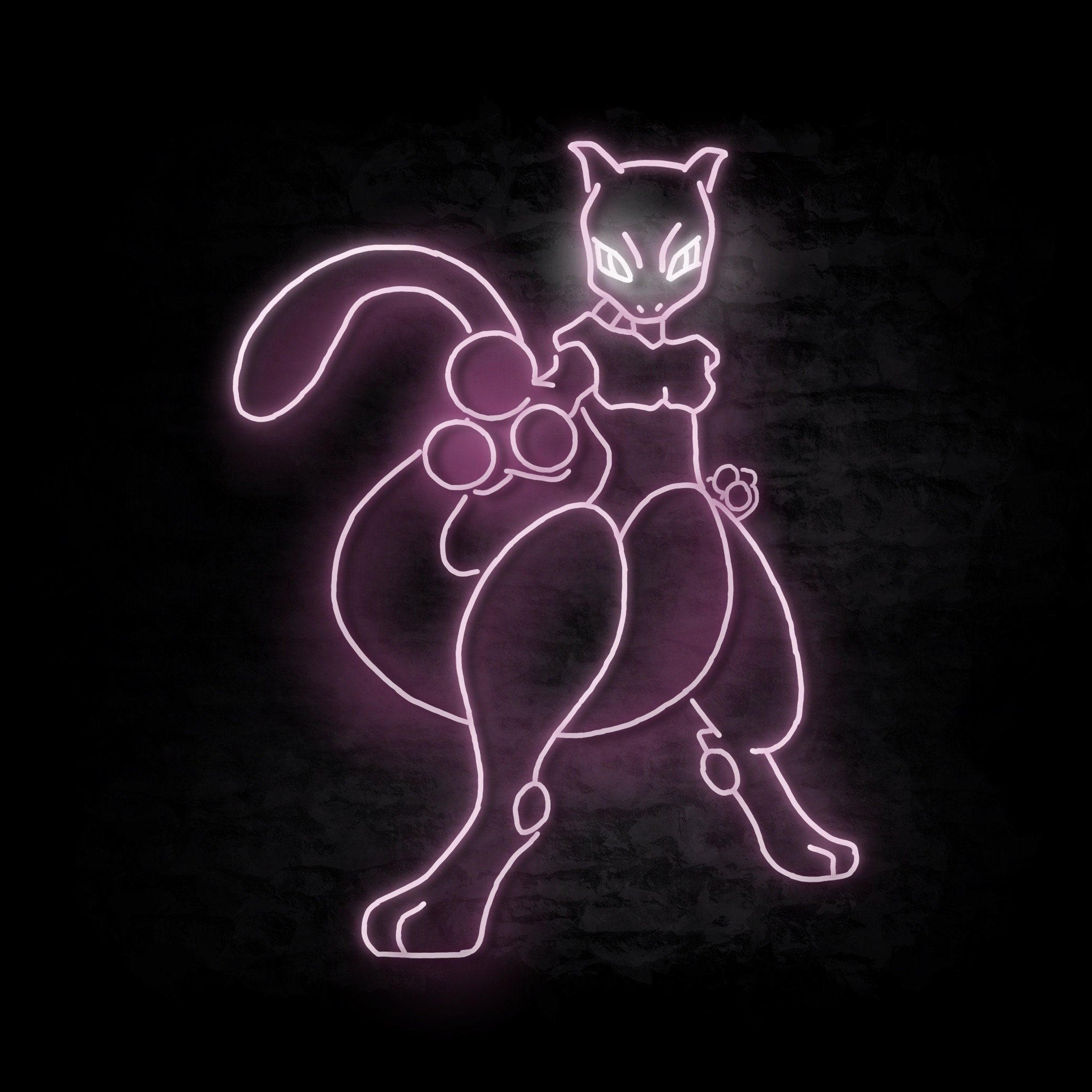 Mewtwo Neon Sign Drawing - Etsy