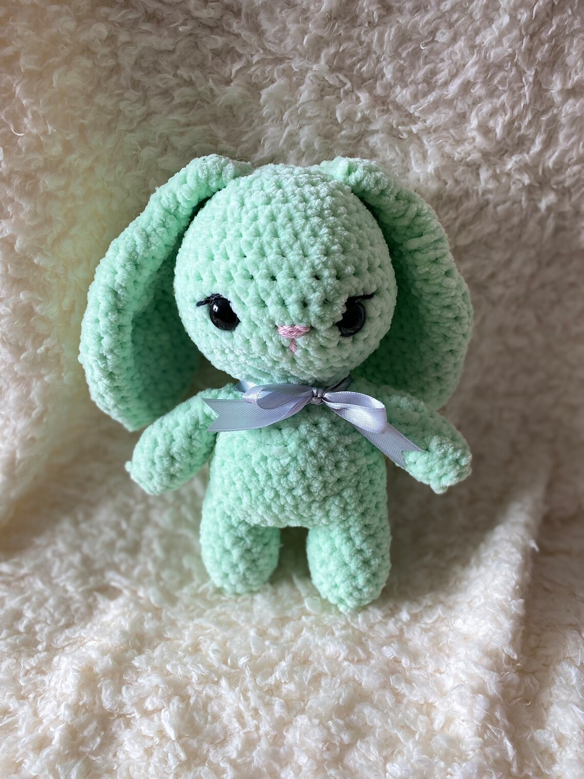 Crocheted Chenille Mint Green Bunny - Etsy