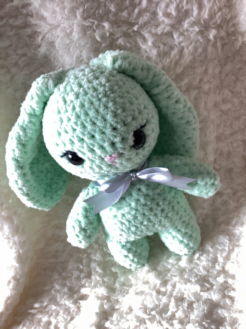 Crocheted Chenille Mint Green Bunny - Etsy
