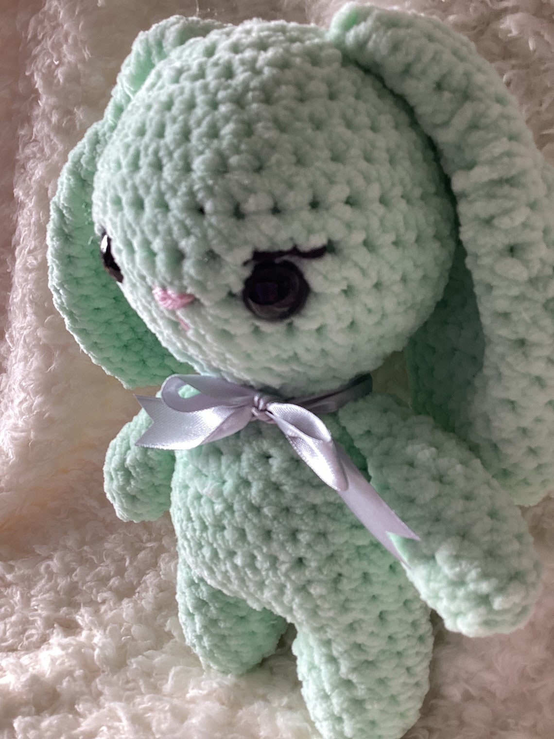 Crocheted Chenille Mint Green Bunny - Etsy