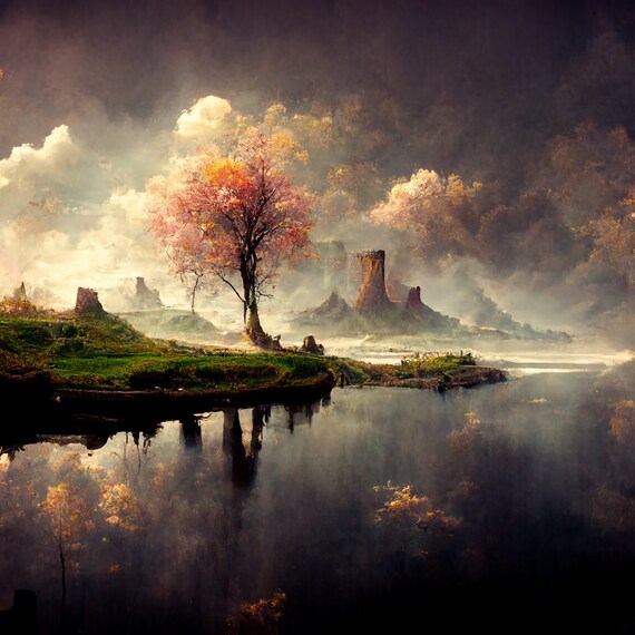 Fantasy World Beautiful Tree Digital Artwork Downloadable - Etsy