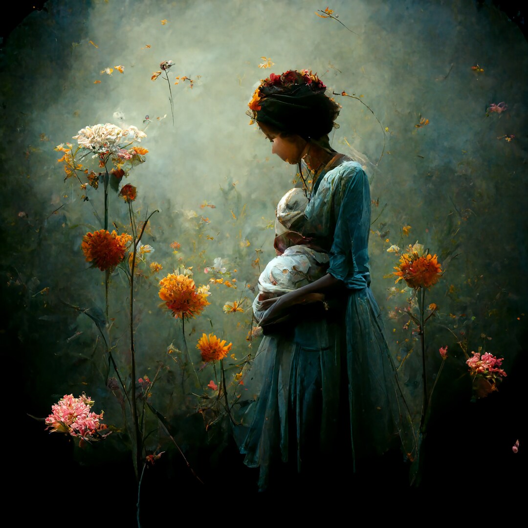 Maternity Artwork, Mother With Baby, Pregnant Mother, Digital Artwork ...