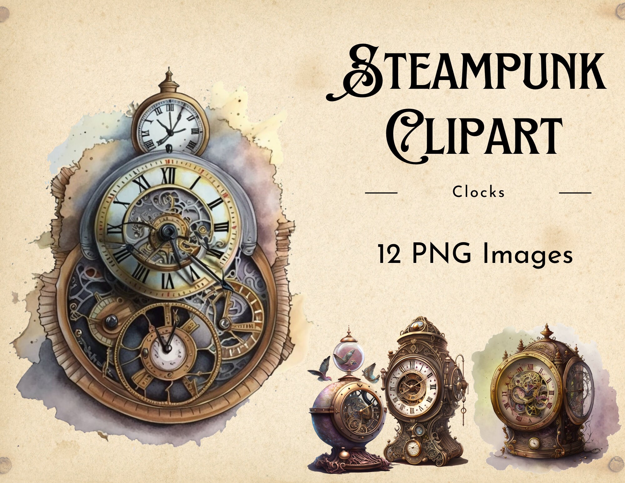 Steampunk Clock Clipart