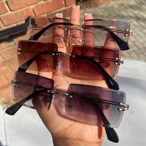 Classic Retro Y2K Rectangle Oval Thick Colorful Suglasses - Etsy