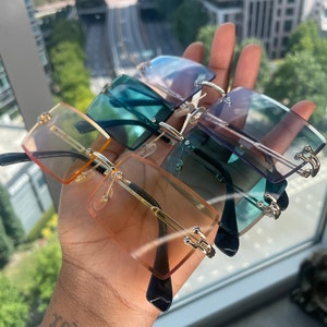 Classic Retro Y2K Rectangle Oval Thick Colorful Suglasses - Etsy