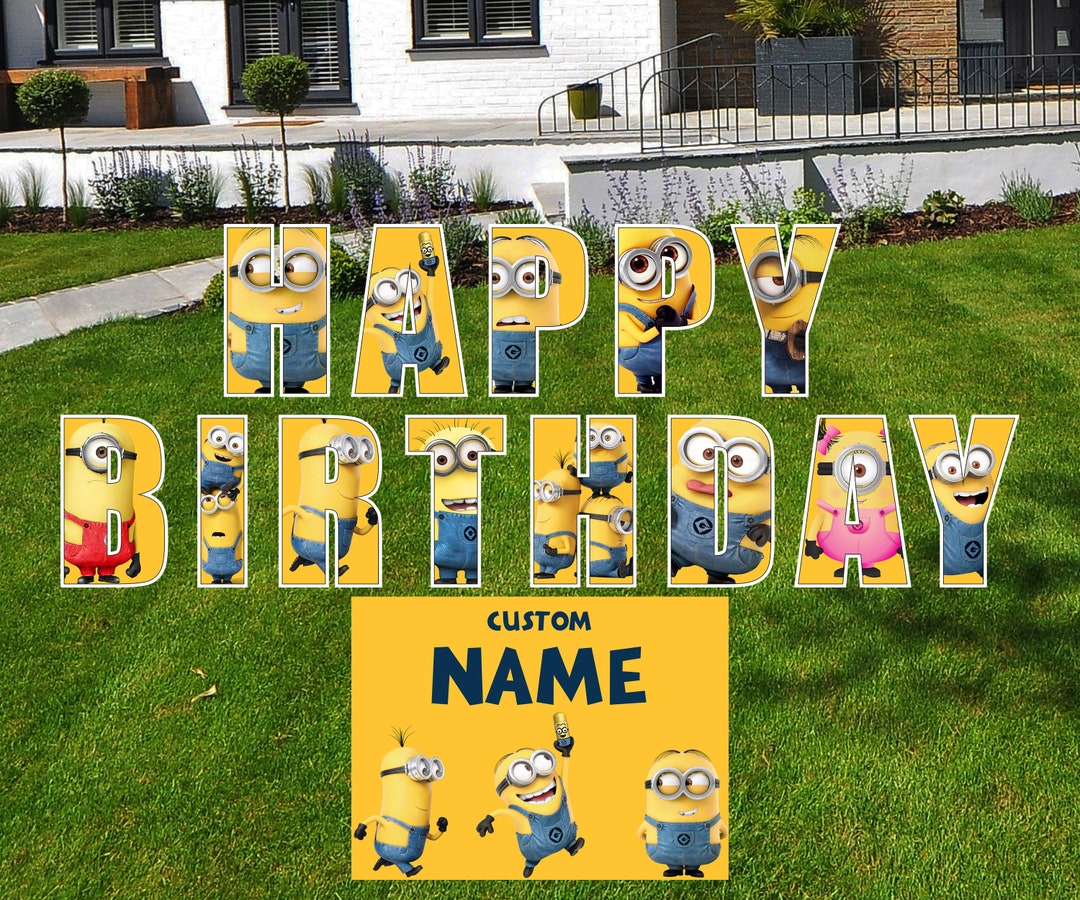 MINIONS HAPPY BIRTHDAY Lawn Sign Yard Sign Party - Etsy
