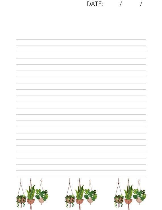 Cute Plant Letter Writing Template - Etsy