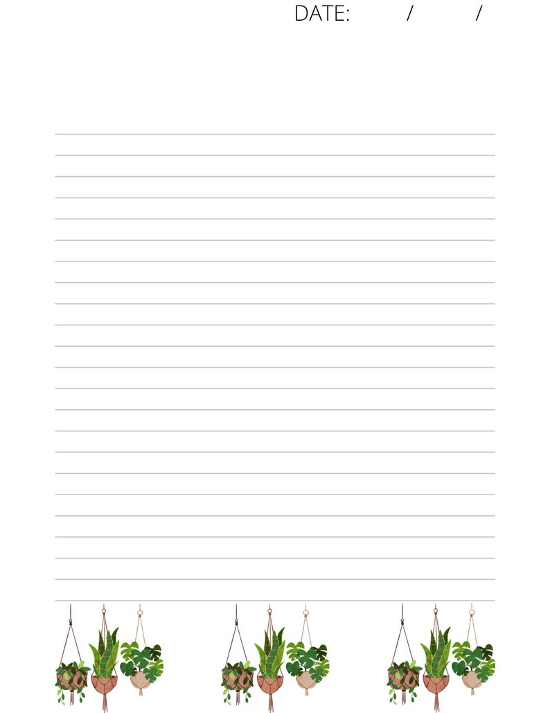 Cute Plant Letter Writing Template - Etsy