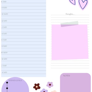 Pink Purple Floral Daily Planner Template - Etsy