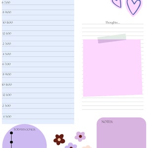 Pink Purple Floral Daily Planner Template - Etsy