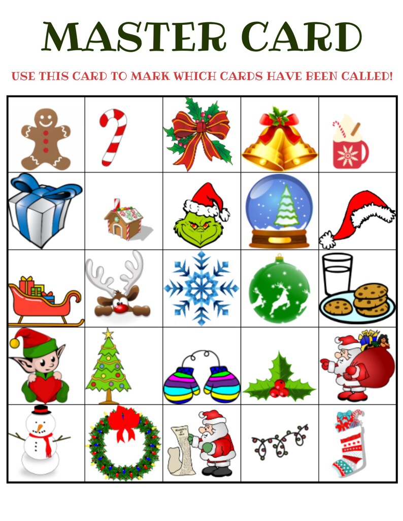 Christmas Bingo Cards, 30 Unique Bingo Cards, Printable Christmas Bingo ...