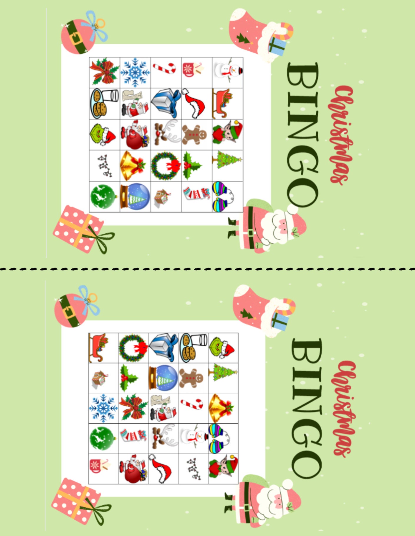 Christmas Bingo Cards, 30 Unique Bingo Cards, Printable Christmas Bingo ...