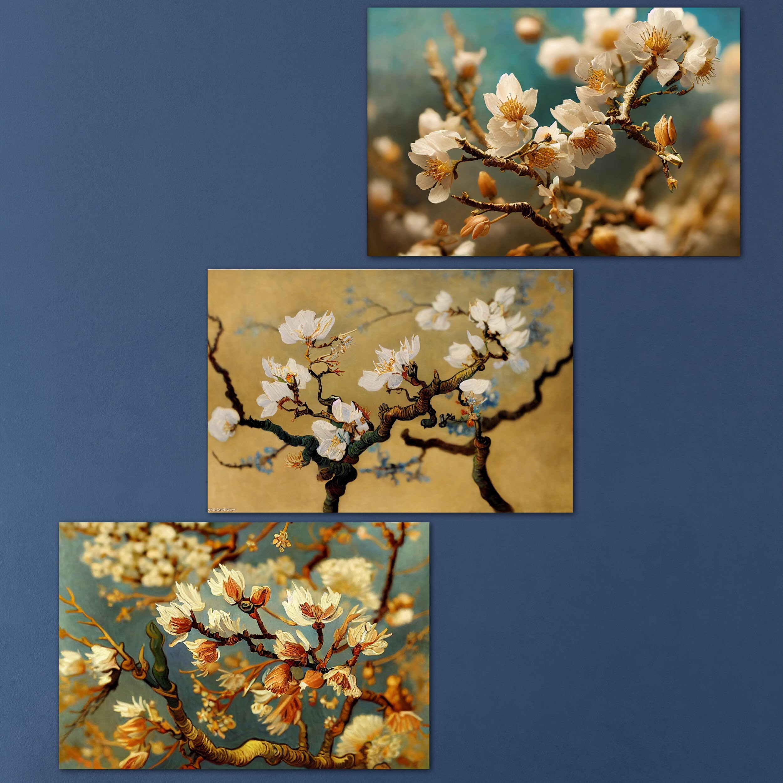 Van Gogh Almond Blossoms Set of 3 Digital Original Artworks Inspired by ...