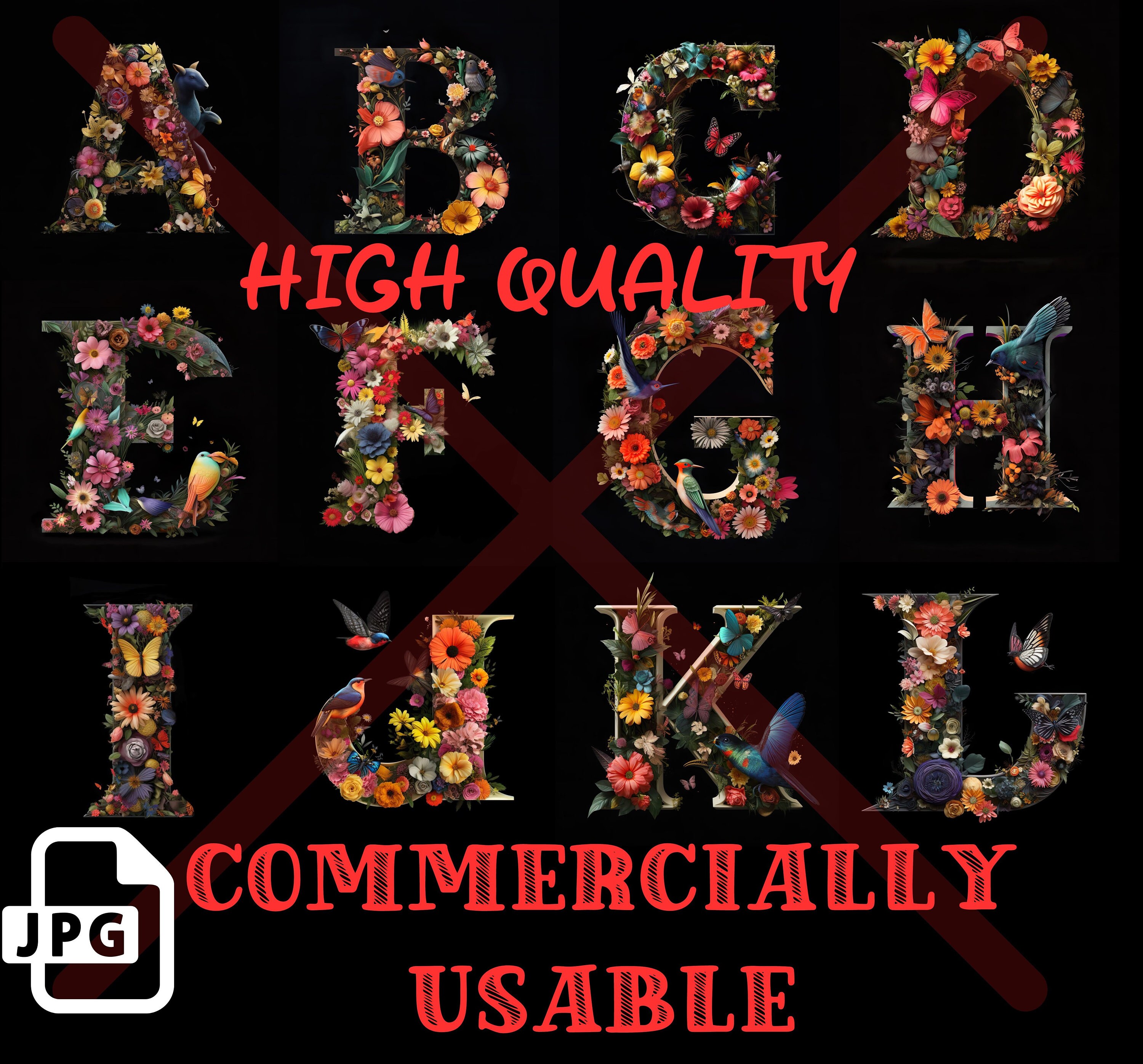 Initial Letters - Set of 12 Unique Letters A to L Art for Personal and ...