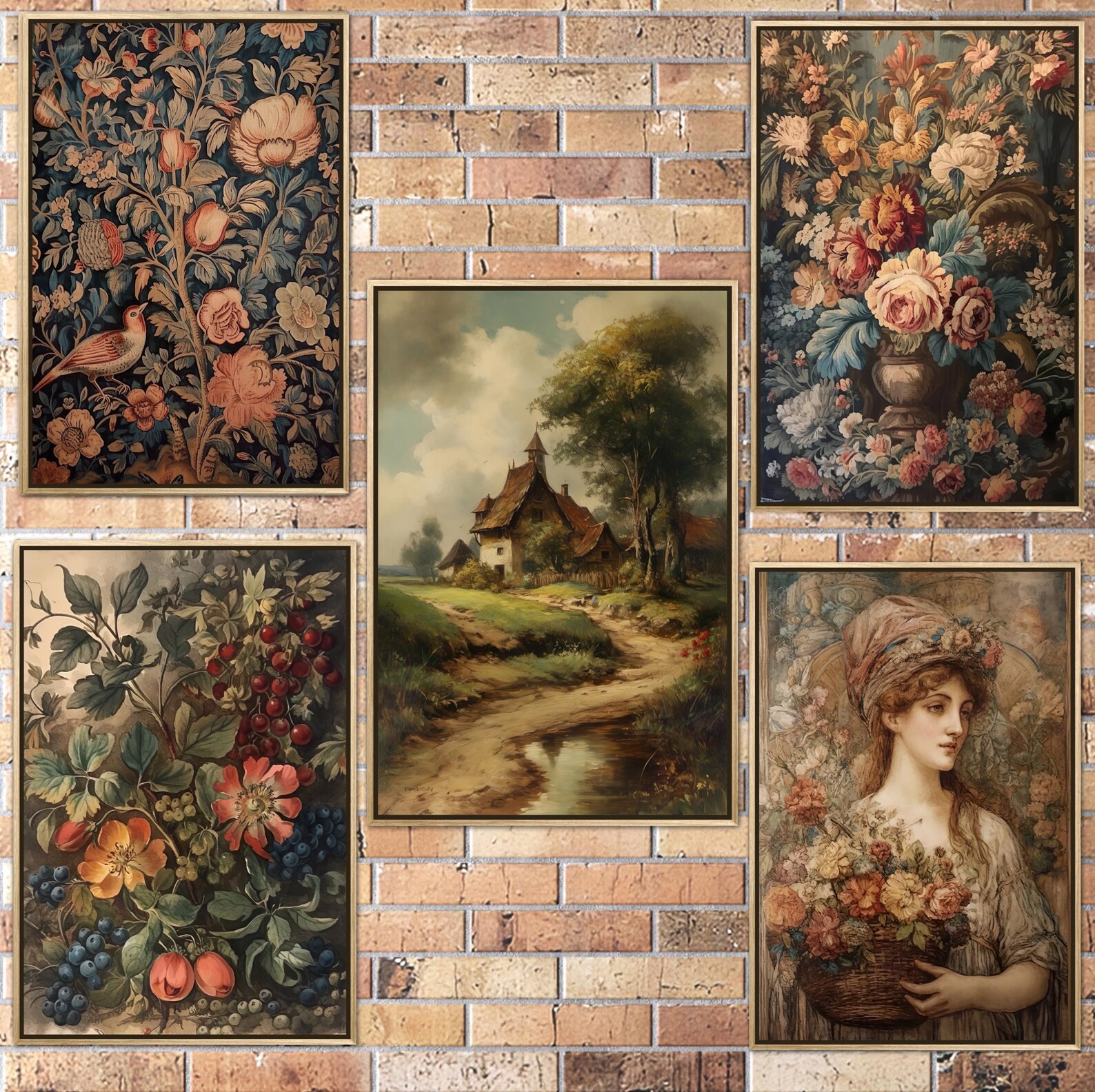 Printable Vintage Gallery Wall Art SET of 10 Antique Prints Warm ...